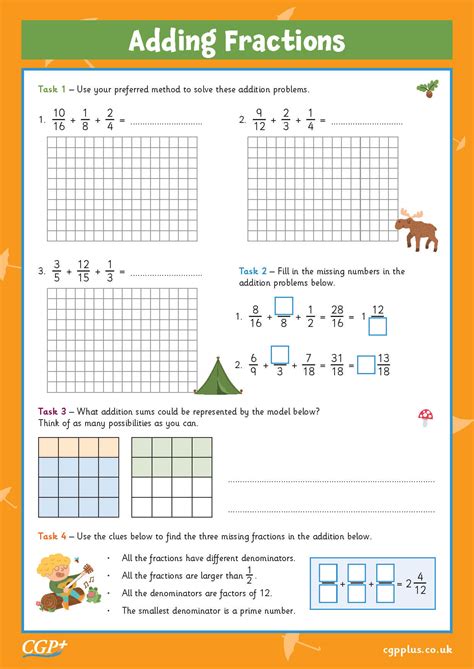 Problems With Adding Fractions — Totals Greater Than 1 Stretch Year 5 Cgp Plus