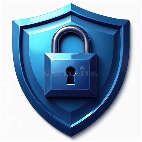 Illustration Of Blue Shield With Chrome Padlock Cyber Security Data Protection Privacy