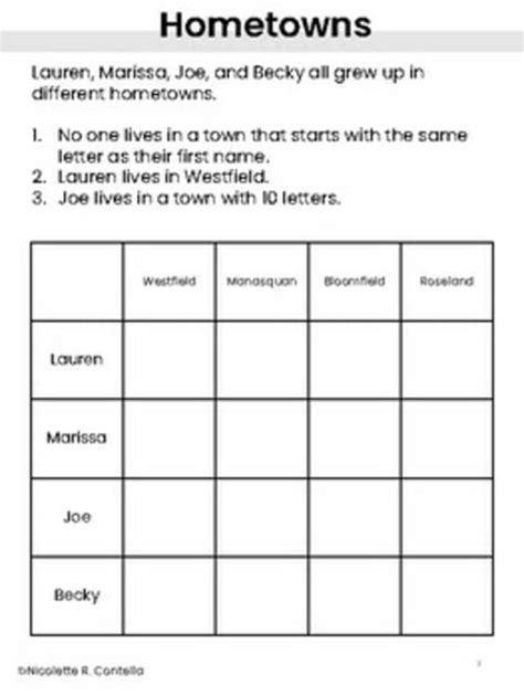 Deductive Reasoning Logic Puzzles 4x4 Level 2 By Nicolette Contella Deductive Reasoning Logic Puzzles 4x4 Level 2 By Nicolette Contella