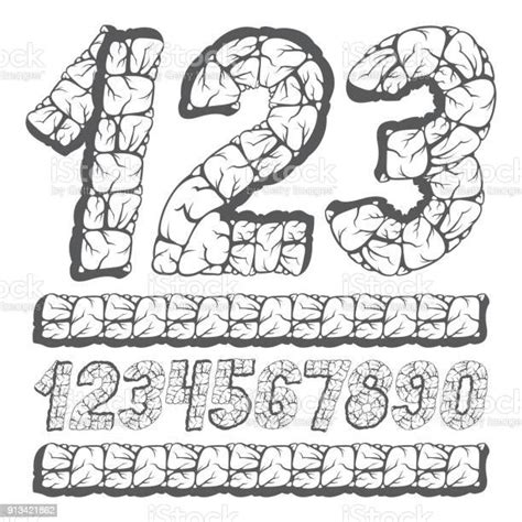세련 된 벡터 자리 현대 숫자 컬렉션의 집합입니다 0에서 9 까지의 굵은 기울임꼴 숫자는 포스터 디자인에 대 한 사용할 수 있습니다 3d 화강암 구조 스타일으로 만든 0명에
