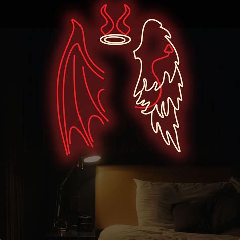 Angel And Devil Wings Neon Led Sign Light Up Wall Art Unique Home Decor