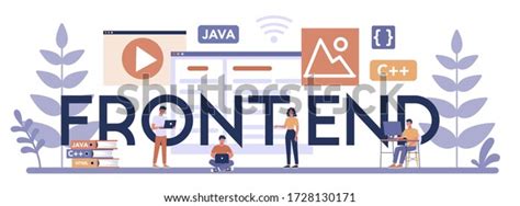 Frontend Typographic Header Concept Website Interface Stock Vector