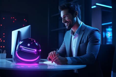 Premium Photo Professional Man Using A Voiceactivated Personal