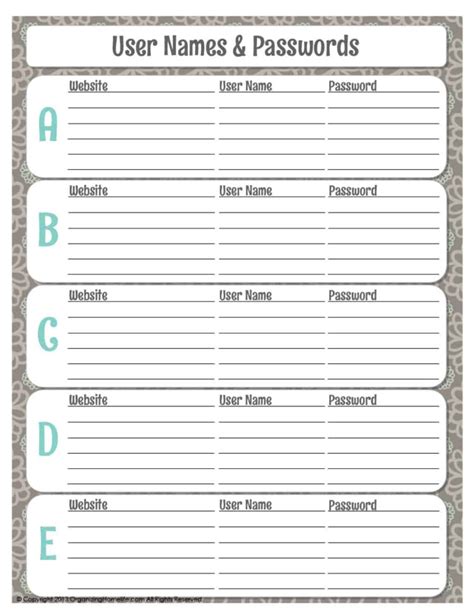 Best Password List Templates Word Excel Pdf Template Lab For Password Spreadsheet