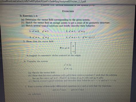 Solved Determine The Vector Field Corresponding To The Given
