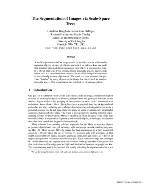 Pdf The Segmentation Of Images Via Scale Space Trees