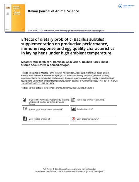 Pdf Effects Of Dietary Probiotic Bacillus Subtilis