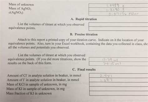 Solved What Is The Mass Of The KCl And KI In The Unknown Chegg Com