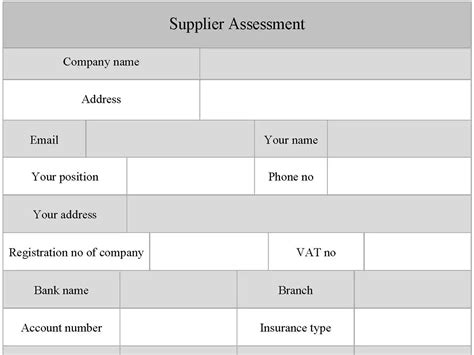 Supplier Assessment Form Editable Pdf Forms