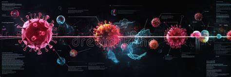 Stages Of Virus Lifecycle Illustrated With Penetration Replication And Spreading Phases In
