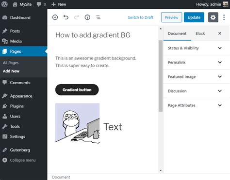 Create Gradient Background In Gutenberg Wordpress Editor