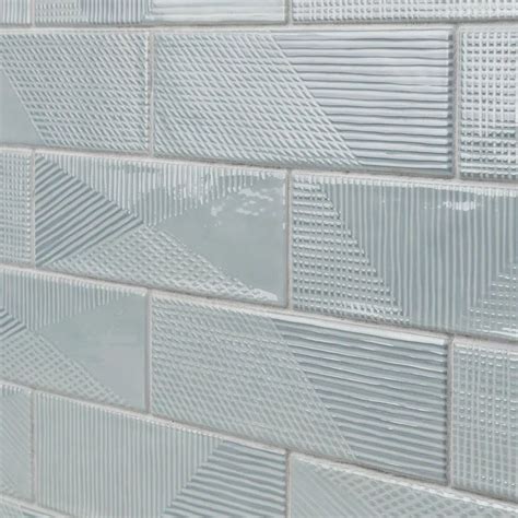 Enigma Ash Blue 2×8 Polished Textured Ceramic Wall Tile Artofit