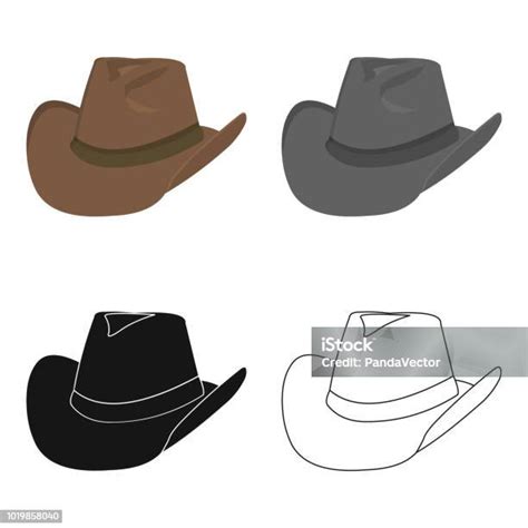 카우보이 모자 아이콘의 만화 와일드 웨스트 만화 웹에서 서쪽 아이콘 그을음 0명에 대한 스톡 벡터 아트 및 기타 이미지 0명 가죽 갈색 Istock