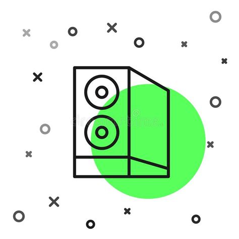 Black Line Case Of Computer Icon Isolated On White Background Computer Server Workstation