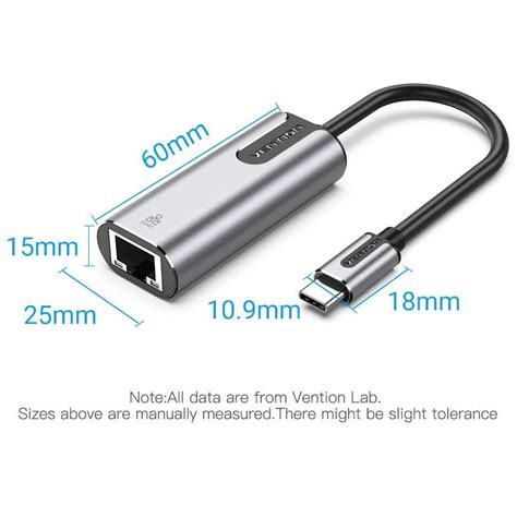 Usb C To Gigabit Ethernet Adapter 0 15m Gray Aluminum Alloy Type Usb Vention Pakistan
