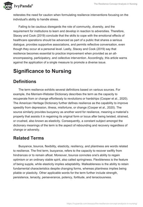 The Resilience Concept Analysis In Nursing Words Research Paper Example