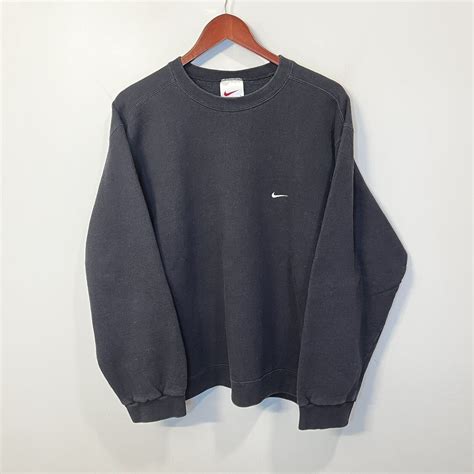 Nike × Vintage Vintage 90s Nike Sweatshirt L Black Mini Swoosh