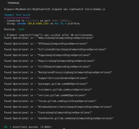 Javascript Element Could Not Be Located Error In Nightwatch Js