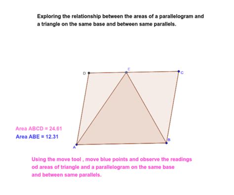 exploring the relation between area of a triangle and a parallelogram