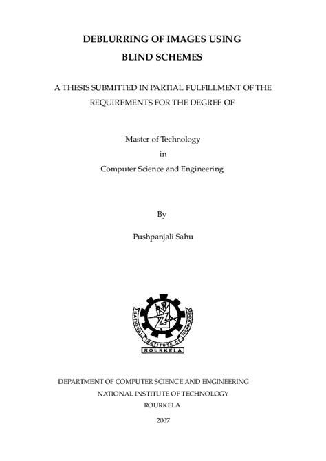 Pdf Deblurring Of Images Using Blind Schemes Pushpanjali Sahu