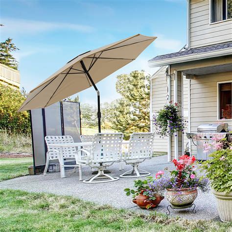 Pure Garden Patio Umbrella With Lights 10 Outdoor Sun Shade Canopy