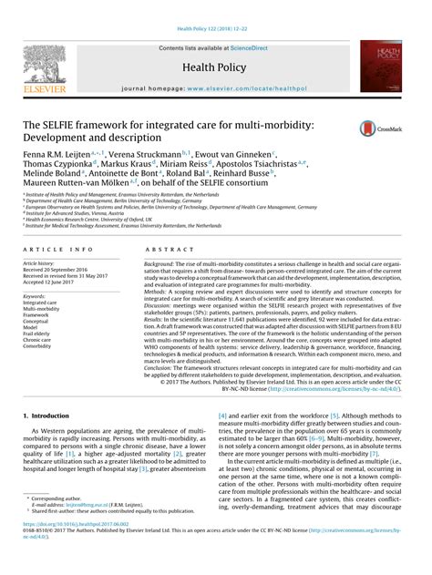 Pdf The Selfie Framework For Integrated Care For Multi Morbidity