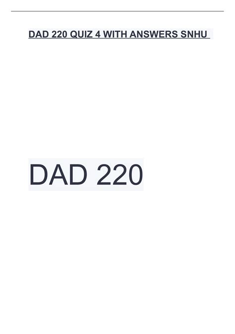 Dad 220 Quiz 4 With Answers Snhu Dad 220 Stuvia Us