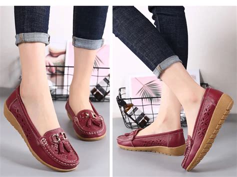 Women Flats Summer Women Genuine Leather Shoes With Low Heels Slip