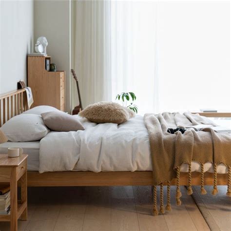 Salos Natural Solid Oak Bed Frame Archipro Nz