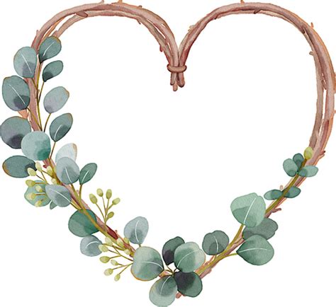 유토이미지 수채화 유칼립투스 프레임 청첩장 배너 디자인 요소2