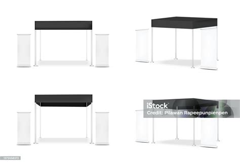 3d 모킹 리얼 텐트 디스플레이 Pop 부스 판매 마케팅 홍보 전시 배경 일러스트 검은색에 대한 스톡 벡터 아트 및 기타 이미지