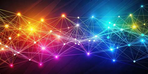 Abstract Network Connections Colorful Nodes And Lines Representing Data Flow And