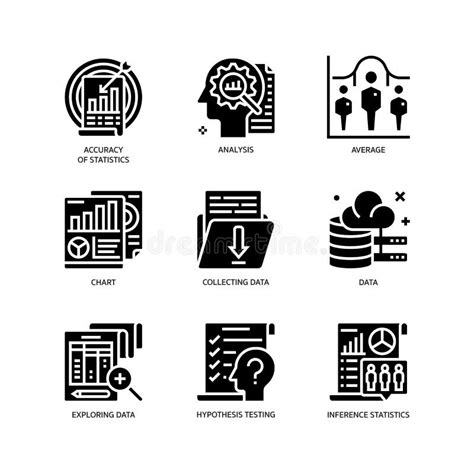 Statistical Analysis Icons Set Stock Vector Illustration Of Exploring