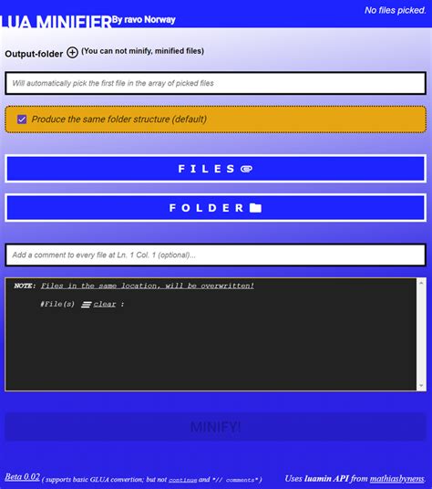 github ravo10 unoffical lua minifier app this program uses the luamin api