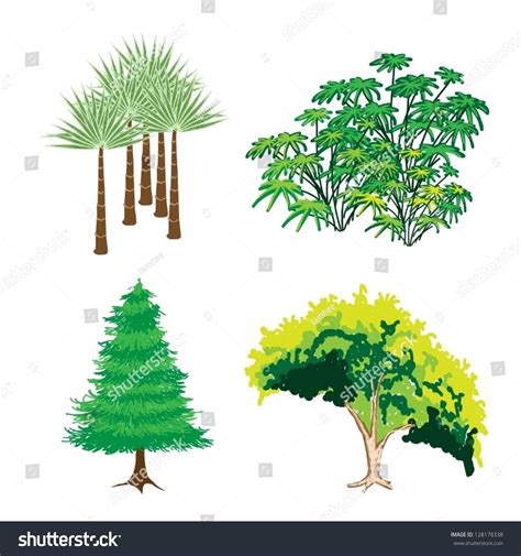Vektor Stok Illustration Collection Landscaping Tree Symbols Isometric Tanpa Royalti 128178338