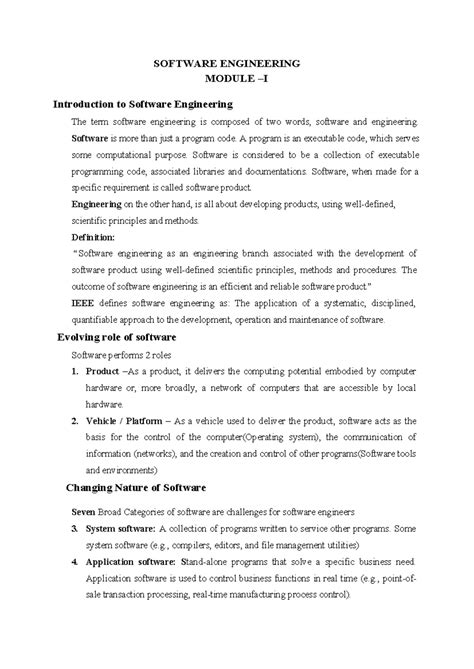 Unit 1 Se Software Engineering Unit I Notes Software Engineering
