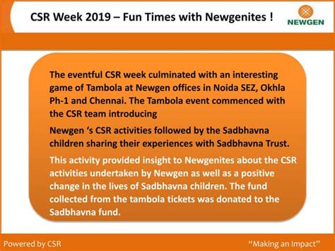 Csr Week Tambola Ppt