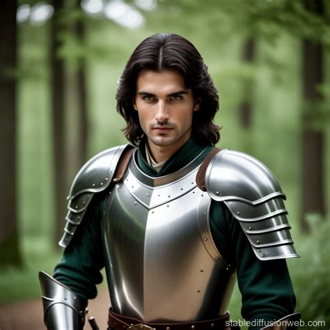 A Tall Knight With Heavy Armor Without A Helmet And Shoulder Length Hair Hiding His Eyes In Each