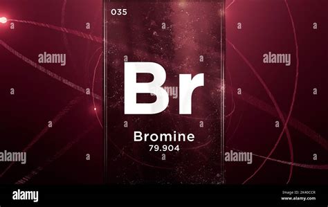 Bromine Br Symbol Chemical Element Of The Periodic Table 3d Animation On Atom Design