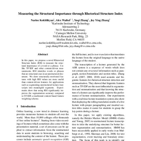 Measuring The Structural Importance Through Rhetorical Structure Index Acl Anthology