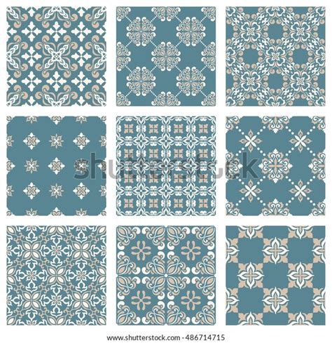 Set Nine Vector Seamless Geometrical Patterns Stock Vector Royalty Free 486714715 Shutterstock