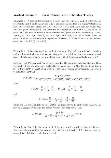 Worked Examples — Basic Concepts Of Probability Theory