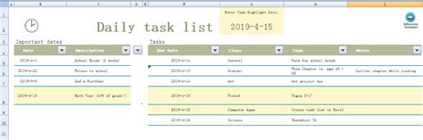Personal Daily Task List Excel Templates At Allbusinesstemplates Com