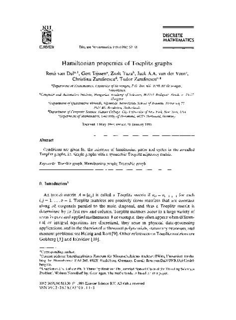 Pdf Hamiltonian Properties Of Toeplitz Graphs