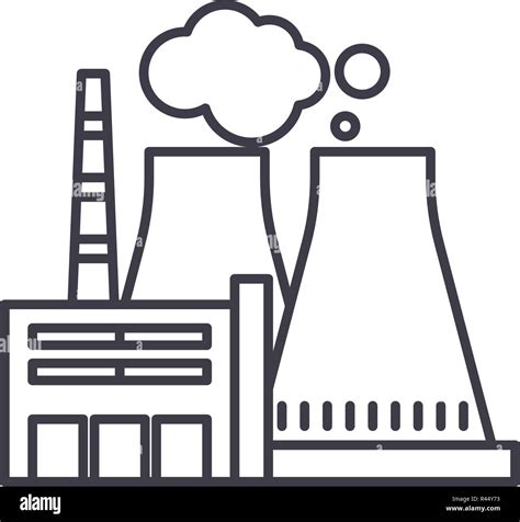 Thermal Power Plant Line Icon Concept Thermal Power Plant Vector