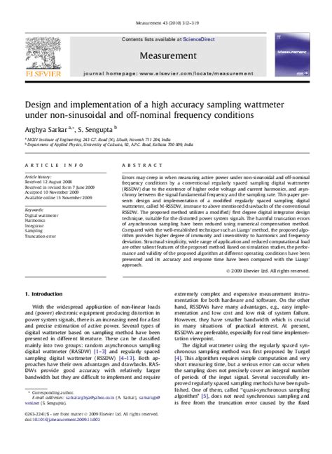 Design And Implementation Of A High Accuracy Sampling Wattmeter Under Non Sinusoidal And Off