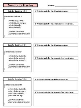 Ap Computer Science A Java Constructors Practice By More Java Please