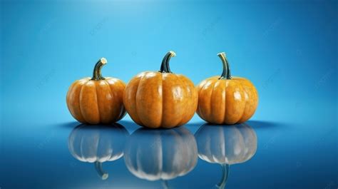 파란색 배경의 3d 렌더링 호박 세 개 호박 박 할로윈 음식 배경 일러스트 및 사진 무료 다운로드 Pngtree