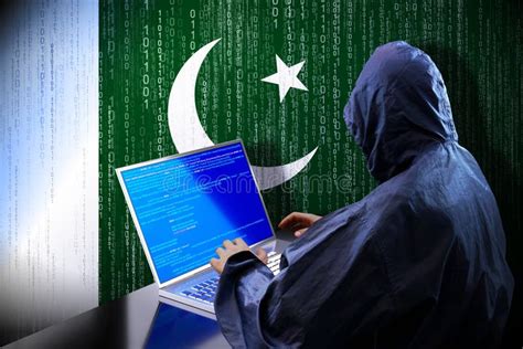 Anonymous Hooded Hacker Flag Of Pakistan Binary Code Cyber Attack