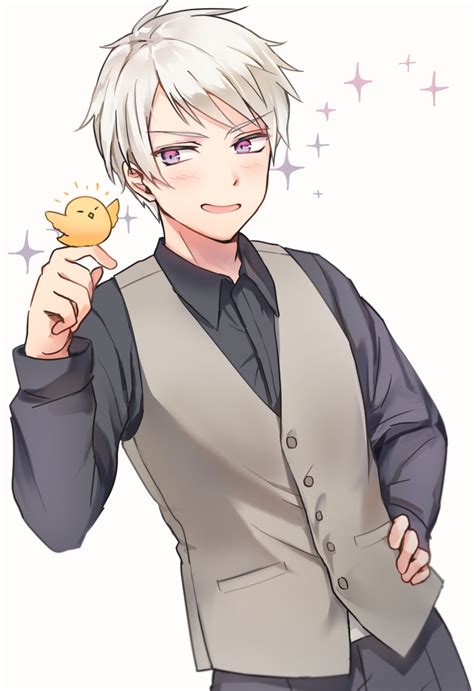 Safebooru 1boy Absurdres Axis Powers Hetalia Bird Bird On Hand Blush